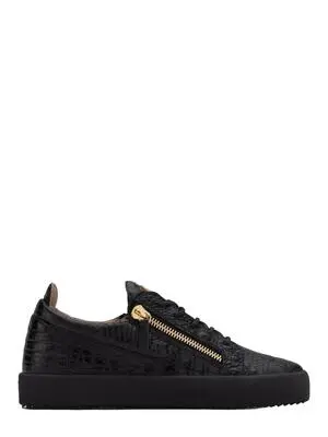 GIUSEPPE ZANOTTI Giuseppe Zanotti Frankie Crocodile-Embossed Low-Top Sneakers Black