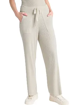 Splendid Georgie Ribbed Drawstring Pants Oat Heather