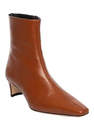Staud Wally Leather Ankle Booties - Tan Leather