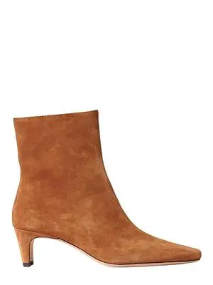 Staud Wally Leather Ankle Booties Tan