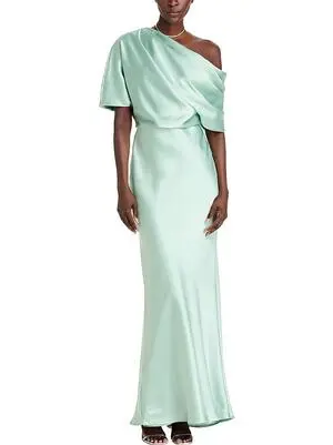 Amsale Draped One-shoulder Gown - Sage