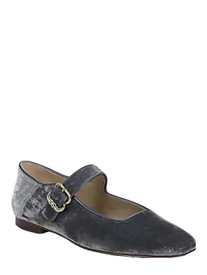 Sam Edelman Michaela Buckled Flats Smokey Blue Velvet