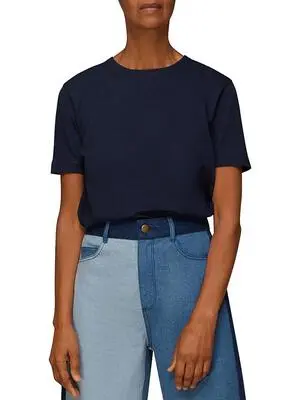Whistles Emily Ultimate Cotton Tee - Navy