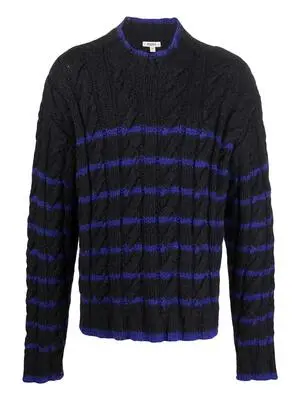 PHIPPS Striped Cable Knit Jumper - Black