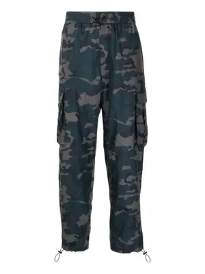 PORTS V Camouflage-print Cargo Trousers - Blue