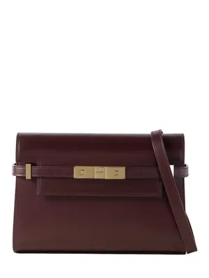 Saint Laurent Manhattan Leather Shoulder Bag Burgundy