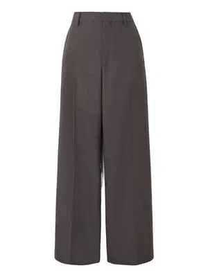 JW Anderson Grain De Poudre Wool Wide-leg Pants - Brown
