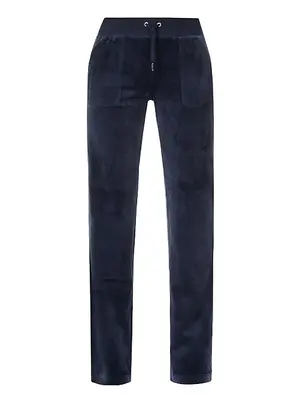 Juicy Couture Logo-embroidered Velour Trousers - Night Sky