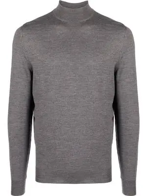DRUMOHR Ribbed Merino Roll Neck Jumper - Grey
