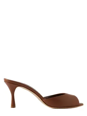 Manolo Blahnik Jada Leather Mules - Brown