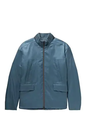 Loro Piana Padded Silk-twill Bomber Jacket - Blue