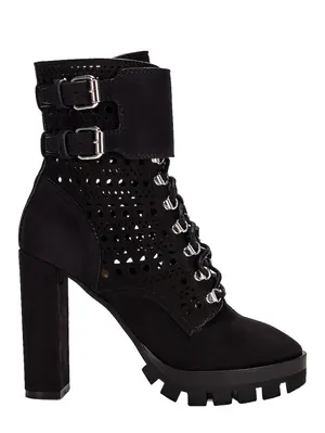 Alaïa Perforated Military Boots - Noir