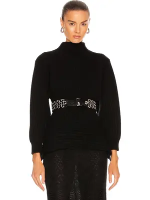 Alaïa Fitted Sculpted Long Sleeve Sweater - Noir