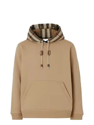Burberry Check-hood Pullover Sweatshirt - Camel