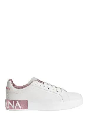 Dolce & Gabbana Nappa Leather Portofino Sneakers - White/pink