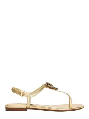 Dolce & Gabbana Nappa Leather Devotion Thong Sandals - Gold