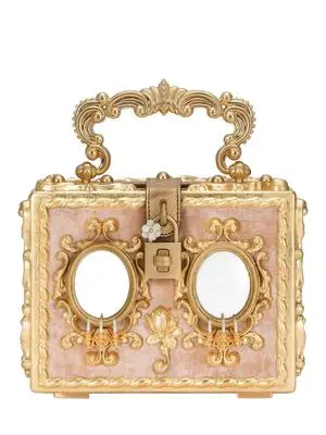 Dolce & Gabbana Calfskin Dolce Box Bag With Rhinestone And Mirrored Detailing Multicolor
