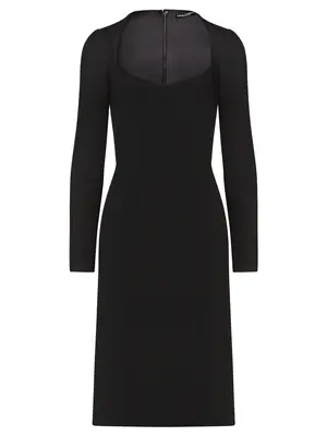 Dolce & Gabbana Long-sleeved Cady Midi Dress - Black