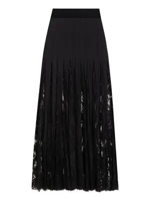 Dolce & Gabbana Charmeuse Skirt With Lace - Black