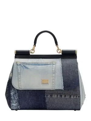 Dolce & Gabbana Medium Sicily Patchwork Handbag - Denim