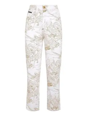 Philipp Plein Skeleton-print Cropped Jeans - White