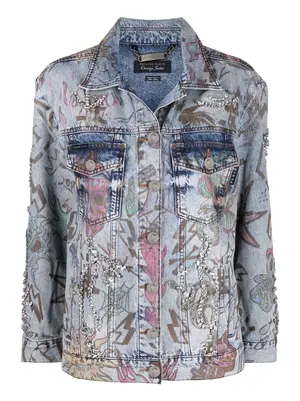 Philipp Plein Monogram Oversize Denim Jacket - Blue