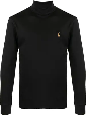 Polo Ralph Lauren Roll Neck Cotton Sweatshirt - Black