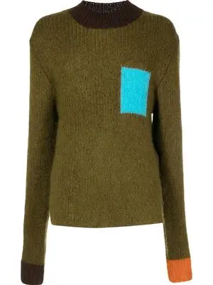 Jacquemus Color-block Mohair-wool Blend Sweater - Green