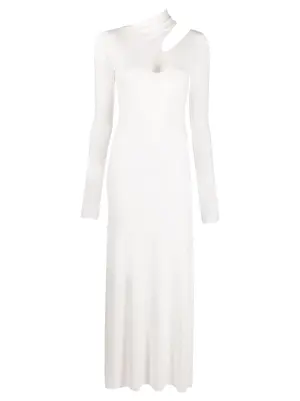 MANURI Cut-out Long-sleeve Dress - White