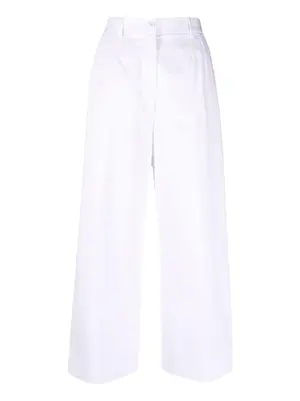 Dolce & Gabbana Logo Button Wide Leg Cropped Trousers - White
