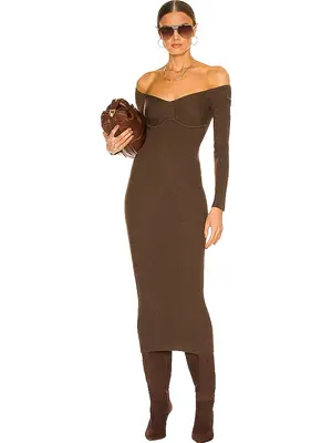 L'academie Tucci Knit Bustier Dress - Chocolate