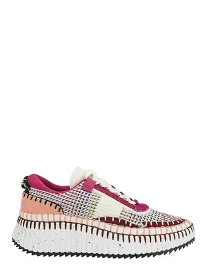 Chloé Nama Mixed Media Platform Sneakers Dark Ruby