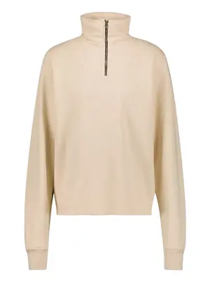 LES TIEN Cotton Jersey Half-zip Sweatshirt - Neutrals