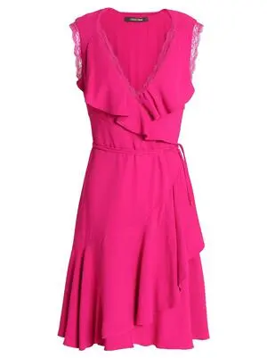 Roberto Cavalli Wrap-effect Ruffled Crepe Dress - Fuchsia