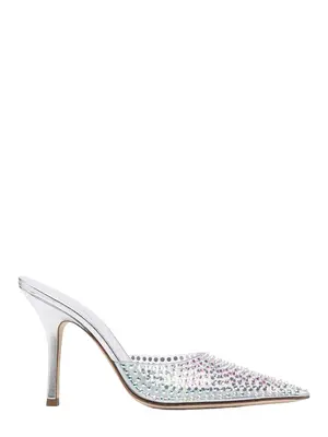 Paris Texas 95mm Hollywood Crystal-embellished Mules - Silver