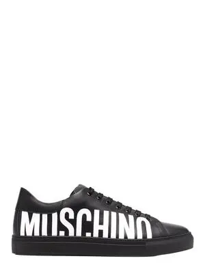 Moschino Logo-print Leather Sneakers - Black