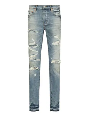 PURPLE BRAND P001 Vintage Distressed-finish Skinny Jeans - Blue