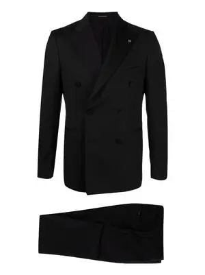 Tagliatore Fitted Double-breasted Suit - Black