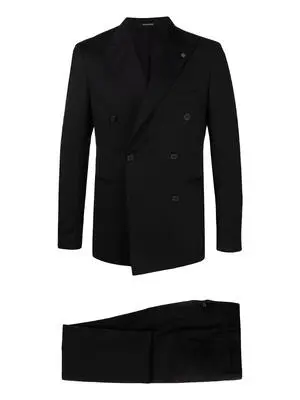 Tagliatore Fitted Double-breasted Suit - Black