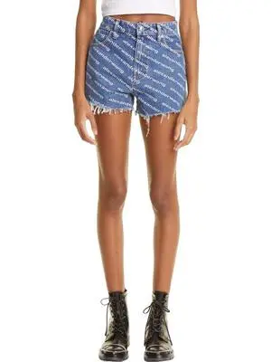 Alexander Wang Alexander Wang Bite Logo Denim Shorts Deep Blue/white