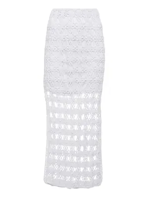 Anna Kosturova Rosette Crochet Midi Skirt - White
