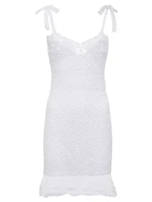 Anna Kosturova Elizabeth Cotton Crocheted Minidress - White