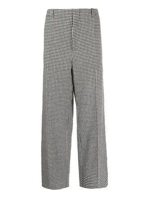 COOL T.M Houndstooth Pattern Straight Leg Trousers - Black