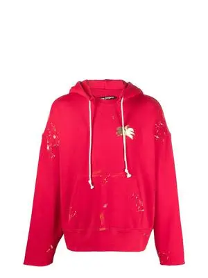 Palm Angels Palm Tree-print Hoodie - Red