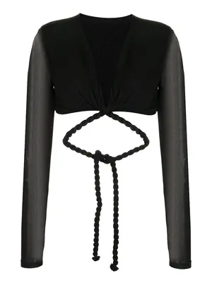 DION LEE Rope Wrap Top - Black