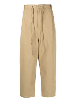 JUUN.J Cropped Tapered-leg Trousers - Brown