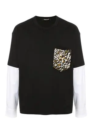 ROBERTO CAVALLI Leopard Print Panel T-shirt