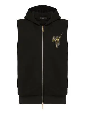 GIUSEPPE ZANOTTI Sleeveless Zip-front Hoodie - Black