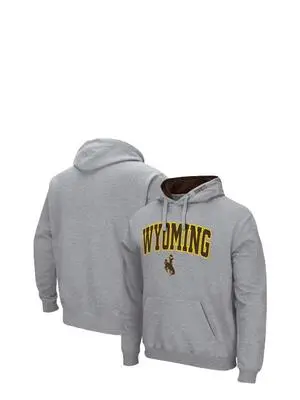 COLOSSEUM Heathered Wyoming Cowboys Arch And Logo Pullover Hoodie - Heather Gray