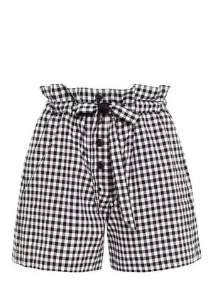 RAG & BONE Rag & Bone Gathered Gingham Seersucker Cotton-Blend Shorts